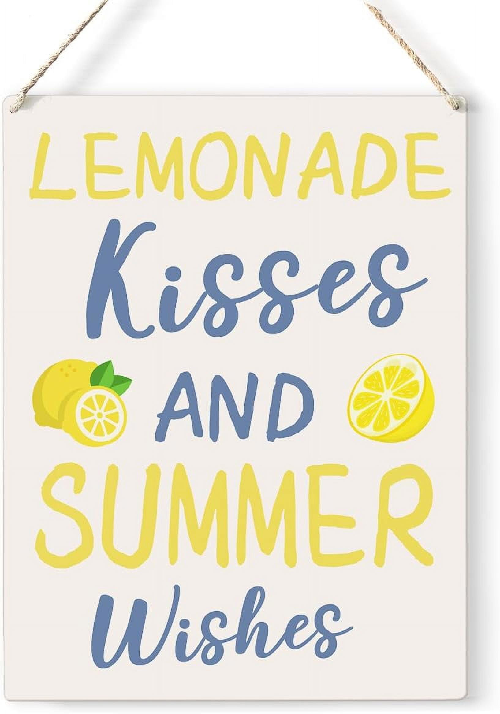 Summer Lemon Wood Sign Lemonade Kisses Wooden Signs Rustic Hanging ...