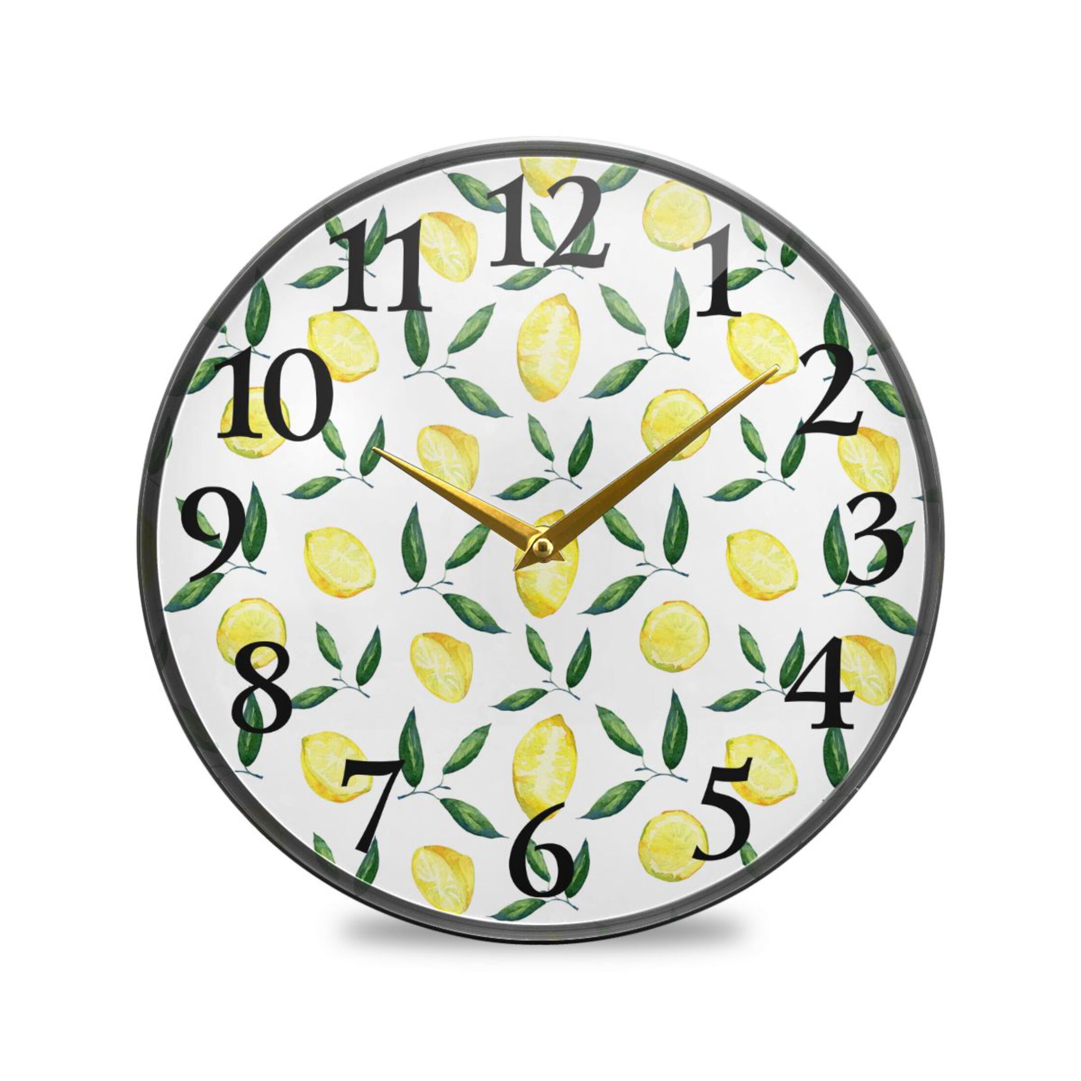 Summer Lemon and Leaves Wall Clocks Battery Operated 9.5 Inch Round ...