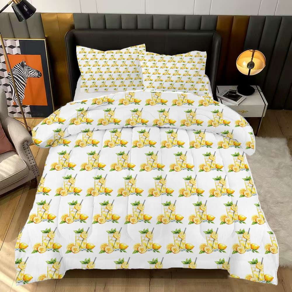 Summer Lemonade Comforter Set Queen Size Bedding Set For Travl Bedroom ...