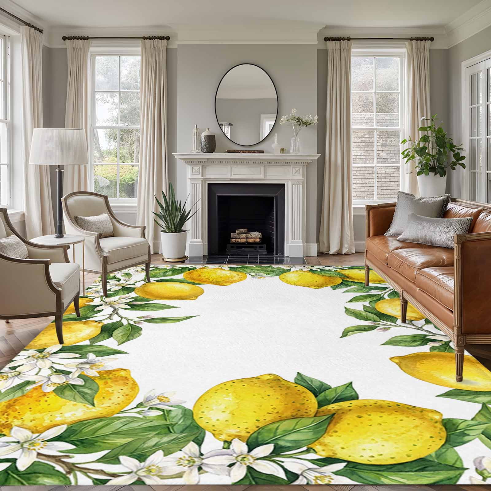Summer Lemons Area Rugs 6'x9', Washable Small Throw Rugs for Kitchen ...