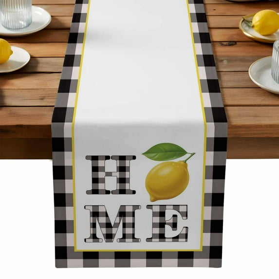 Summer Lemons HOME Table Runner, Black and White Buffalo Plaid ...