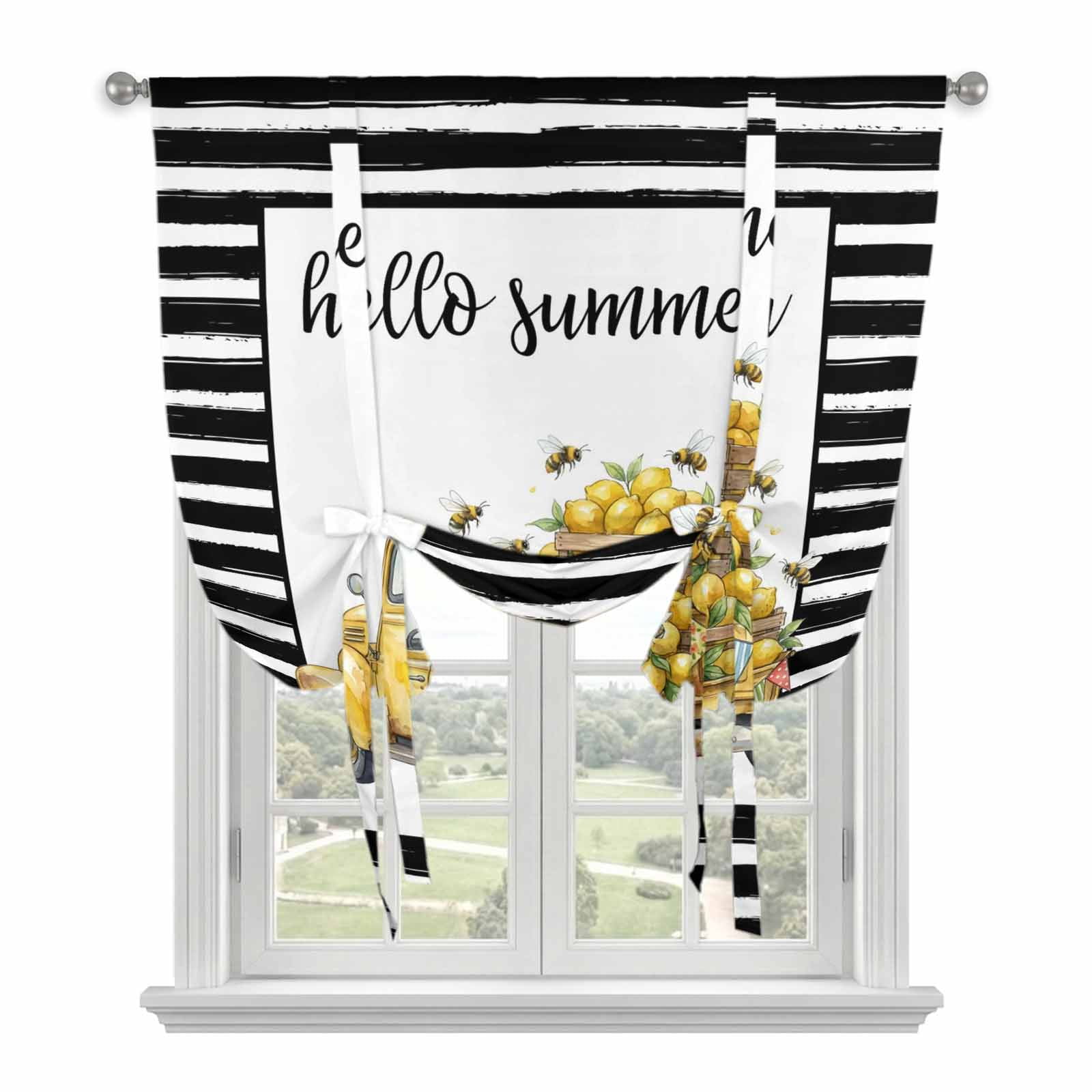 Summer Lemons Tie Up Curtains for Window, Thermal Insulated Balloon ...