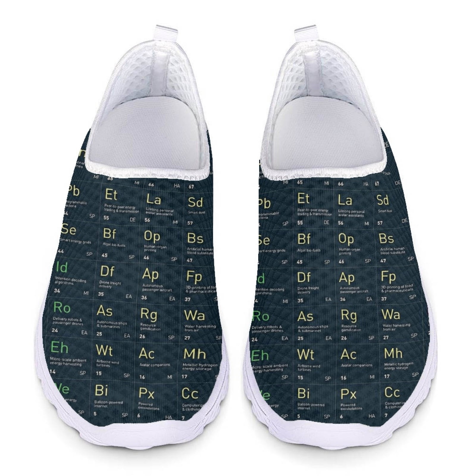 Summer Loafers Women Periodic Table Print Flat Casual Shoes Woman Slip ...