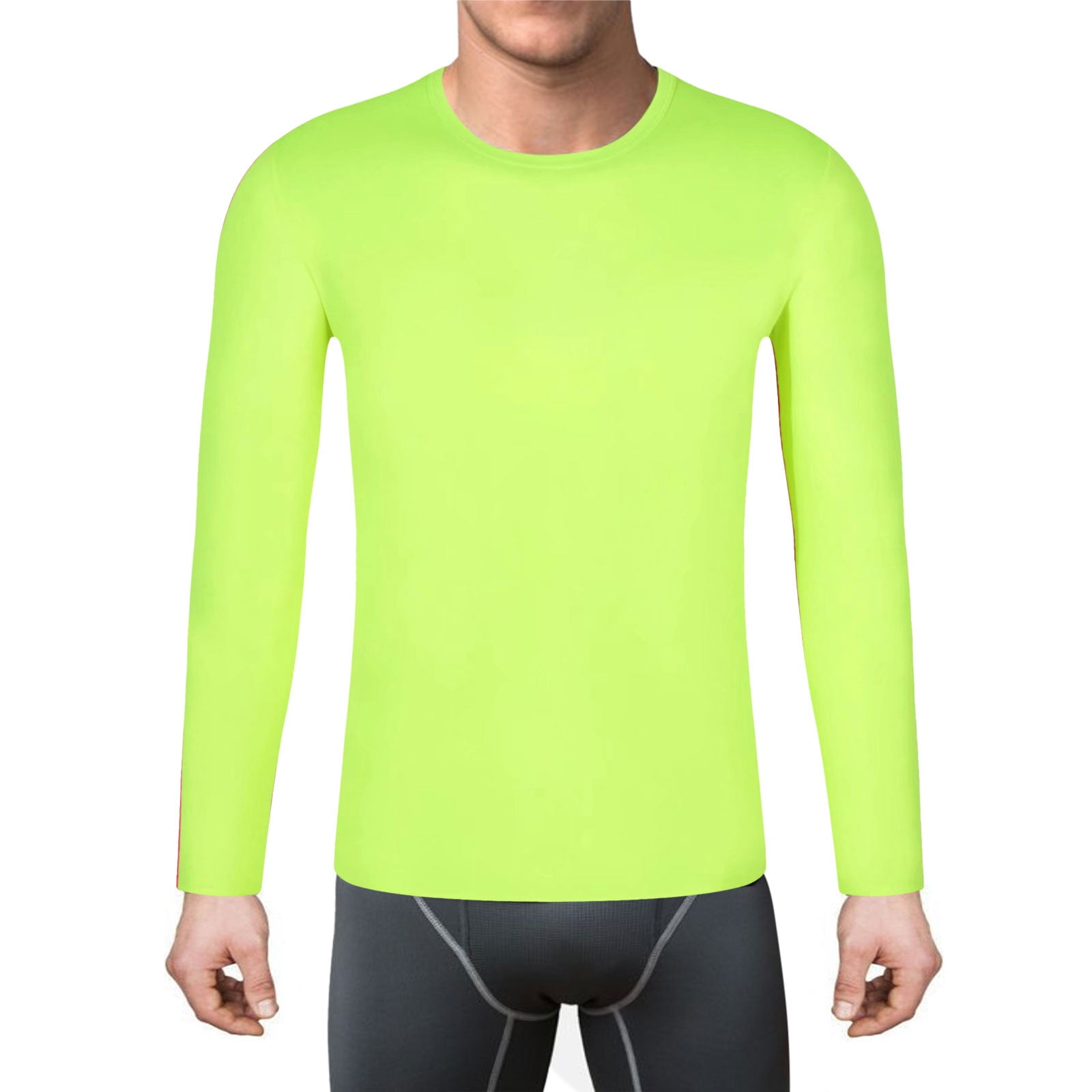 Summer Long Sleeve T Shirts for Men Green Mens Crew Neck Solid Color ...