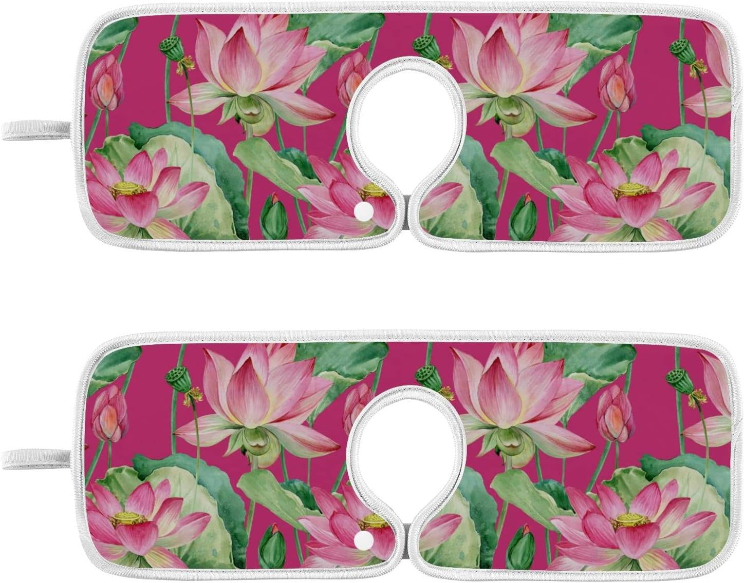 Summer Lotus Flowers Sink Splash Guard for Faucet 2 Packs Faucet ...