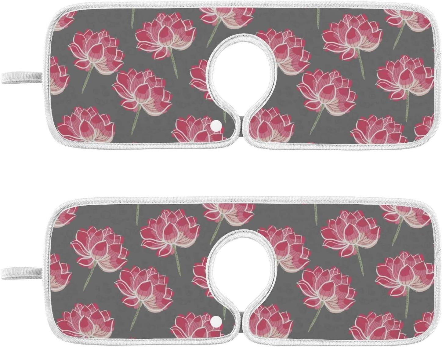 Summer Lotus Pink Sink Splash Guard for Faucet 2 Packs Faucet Absorbent ...