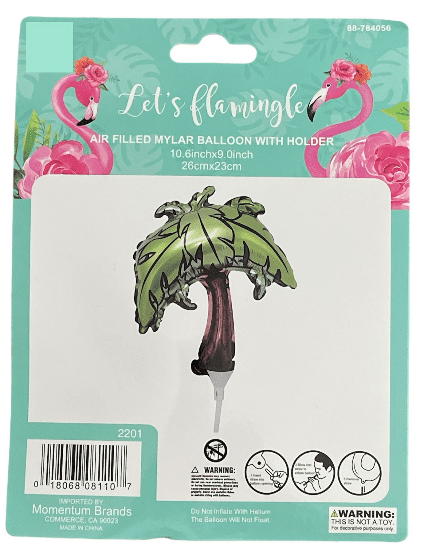 Summer Luau Party "Let's Flamingle" Mylar Foil Balloon with Holder ...