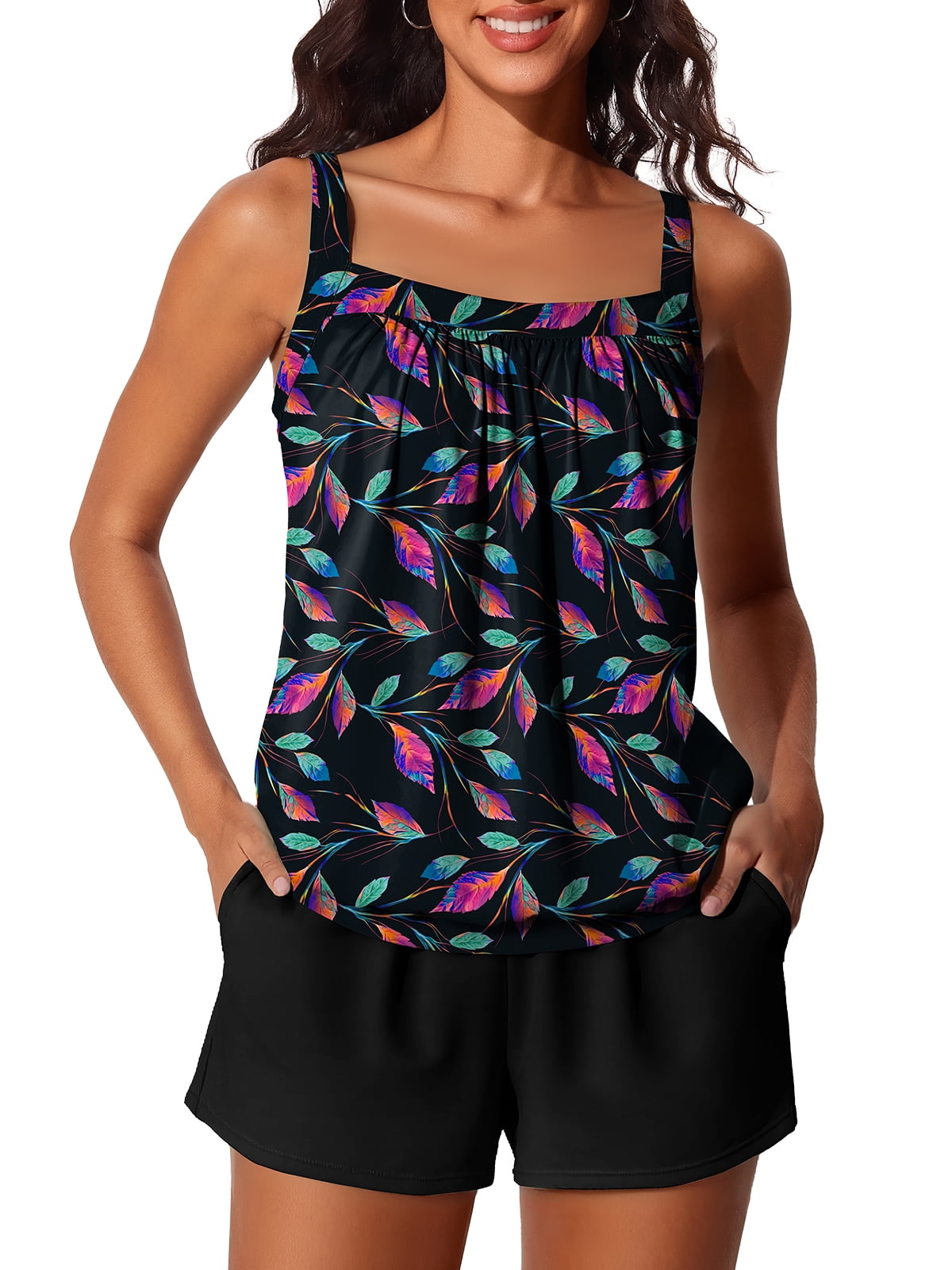 Summer Mae Blouson Womens Tankini Swimsuits 2026 Modest Tummy Control ...