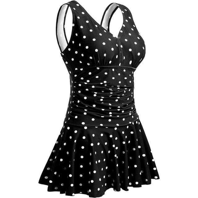 Summer Mae Women's Plus-Size Flower Printing Shaping Body One Piece Swim Dresses Swimsuit ...