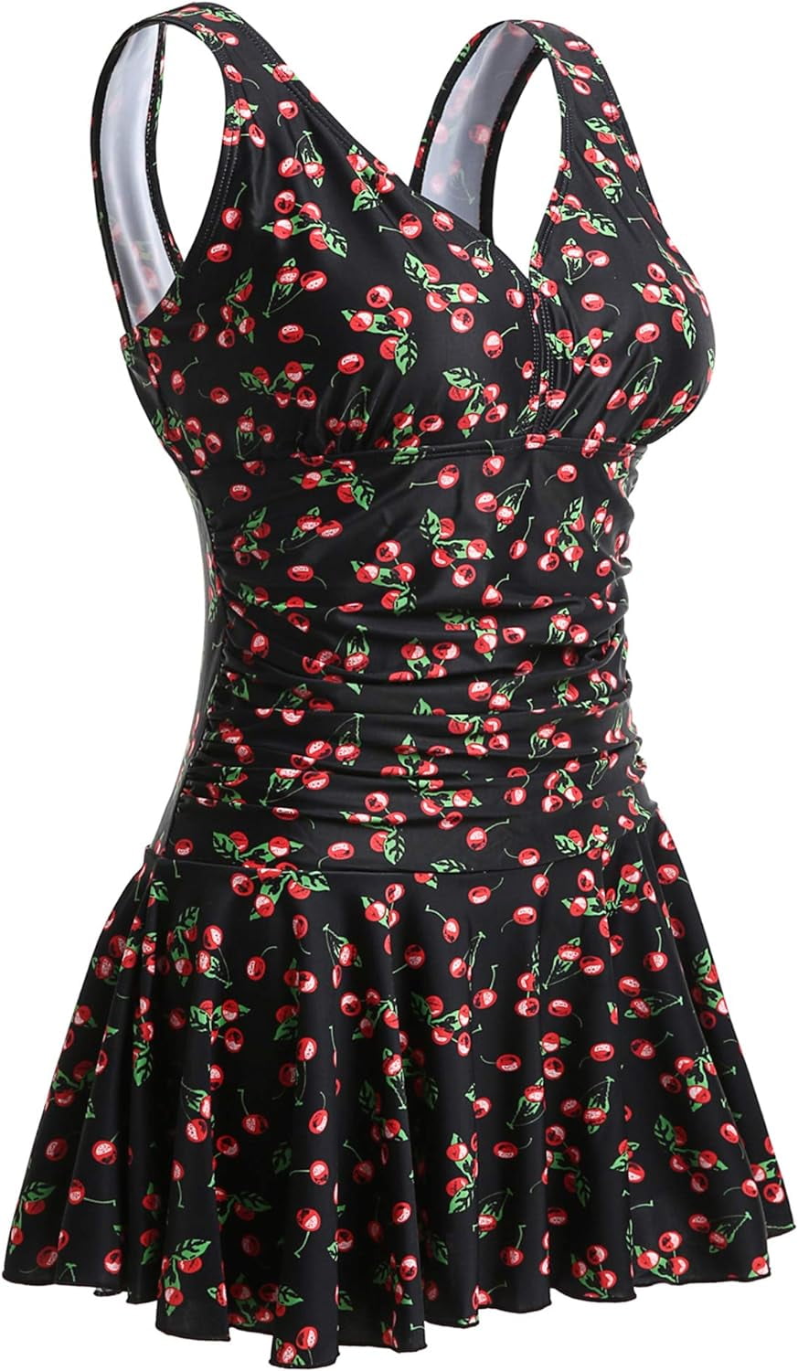 Summer Mae Women's Plus Size Swimdress, Tummy Control, Floral Print ...