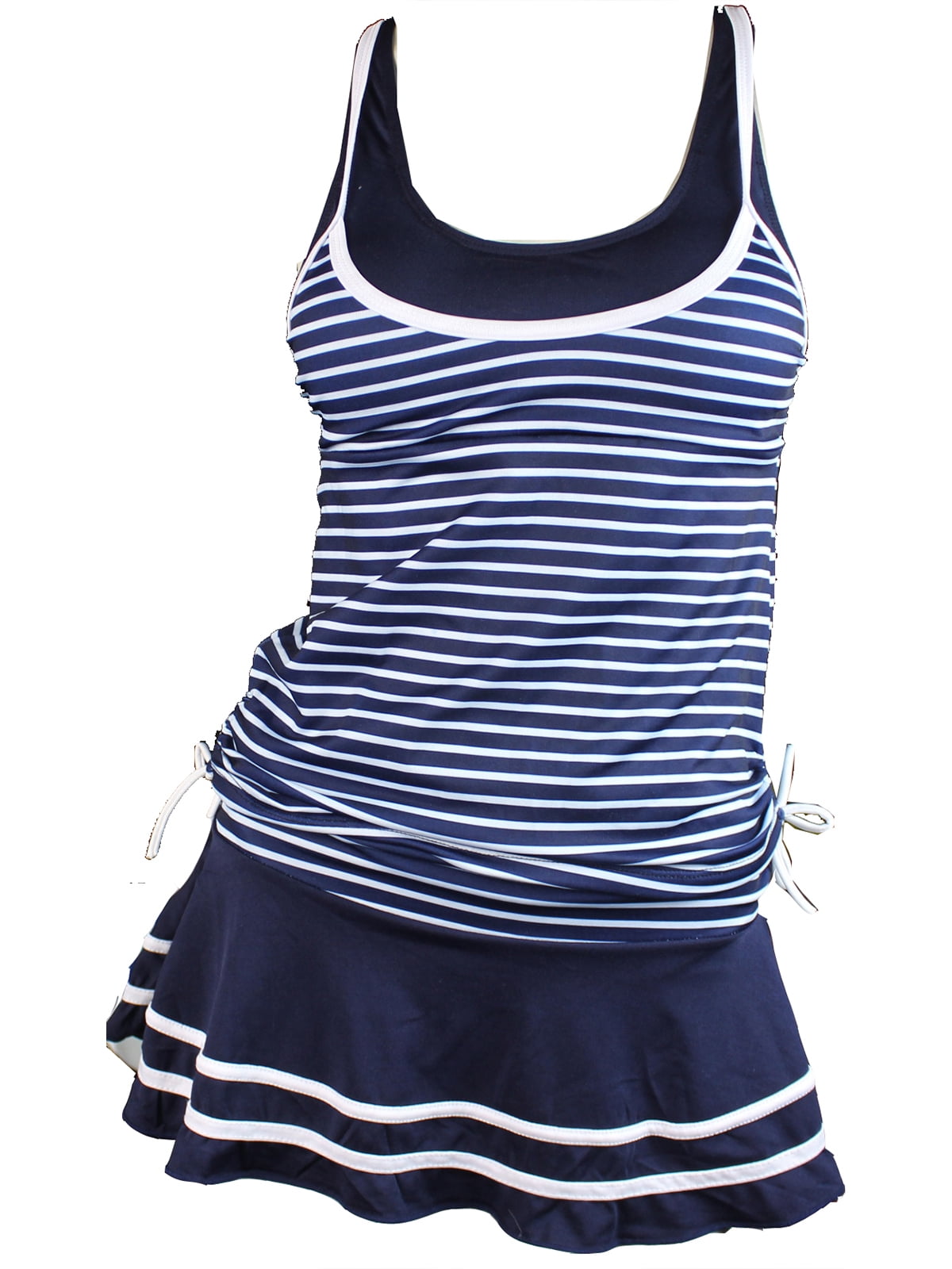 Summer Mae Women's Full Coverage Swimdress with Tummy Control, Striped ...