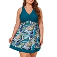 Summer Mae Women's Plus Size Floral Printed High Waist Swimdress with ...