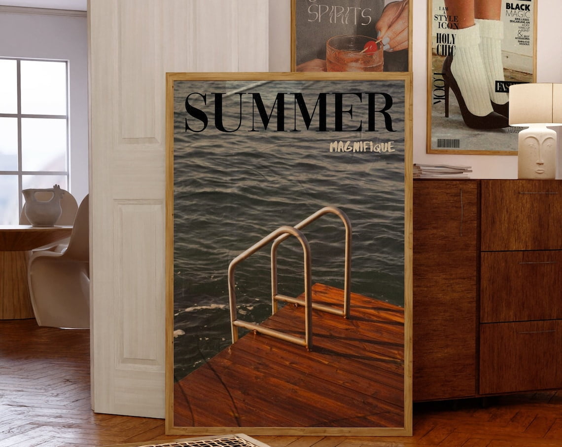 Summer Magazine Poster, 70S Print, Brown Wall Art, Beach Poster, Summer ...