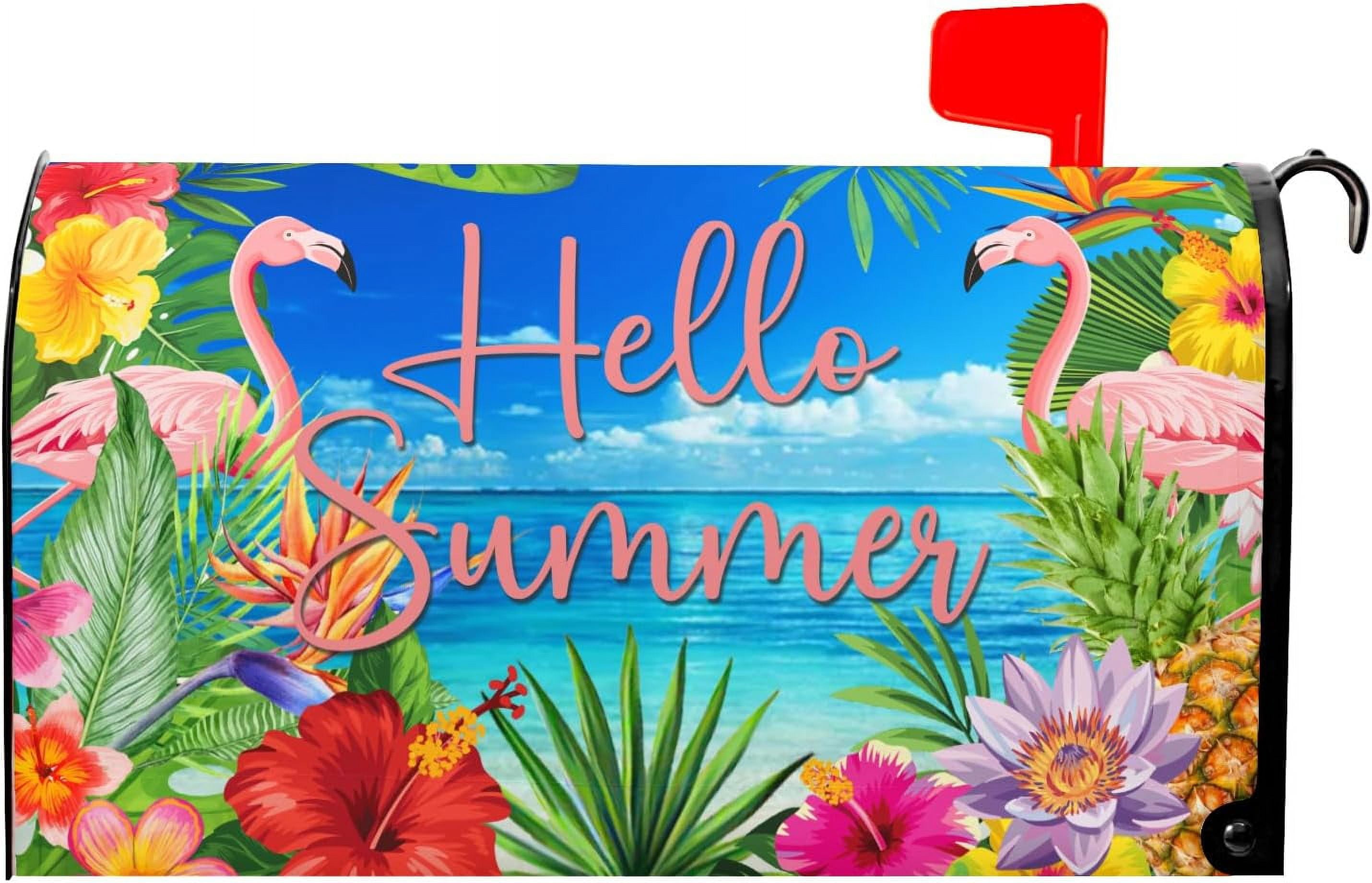 Summer Mailbox Covers Tropical Flamingo Floral Palm Leaves Fruit ...