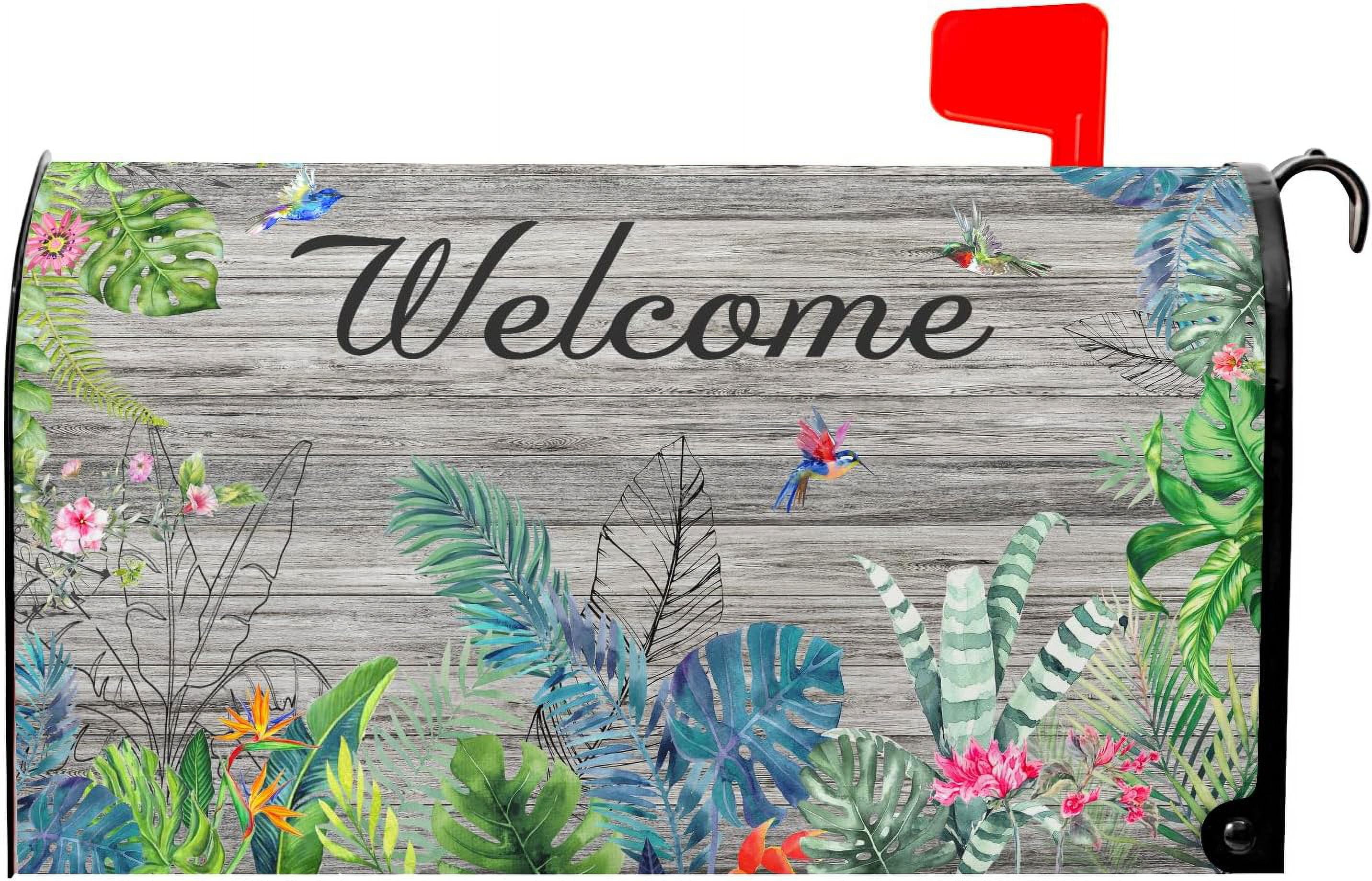 Summer Mailbox Covers Tropical Flamingo Floral Palm Leaves Fruit ...