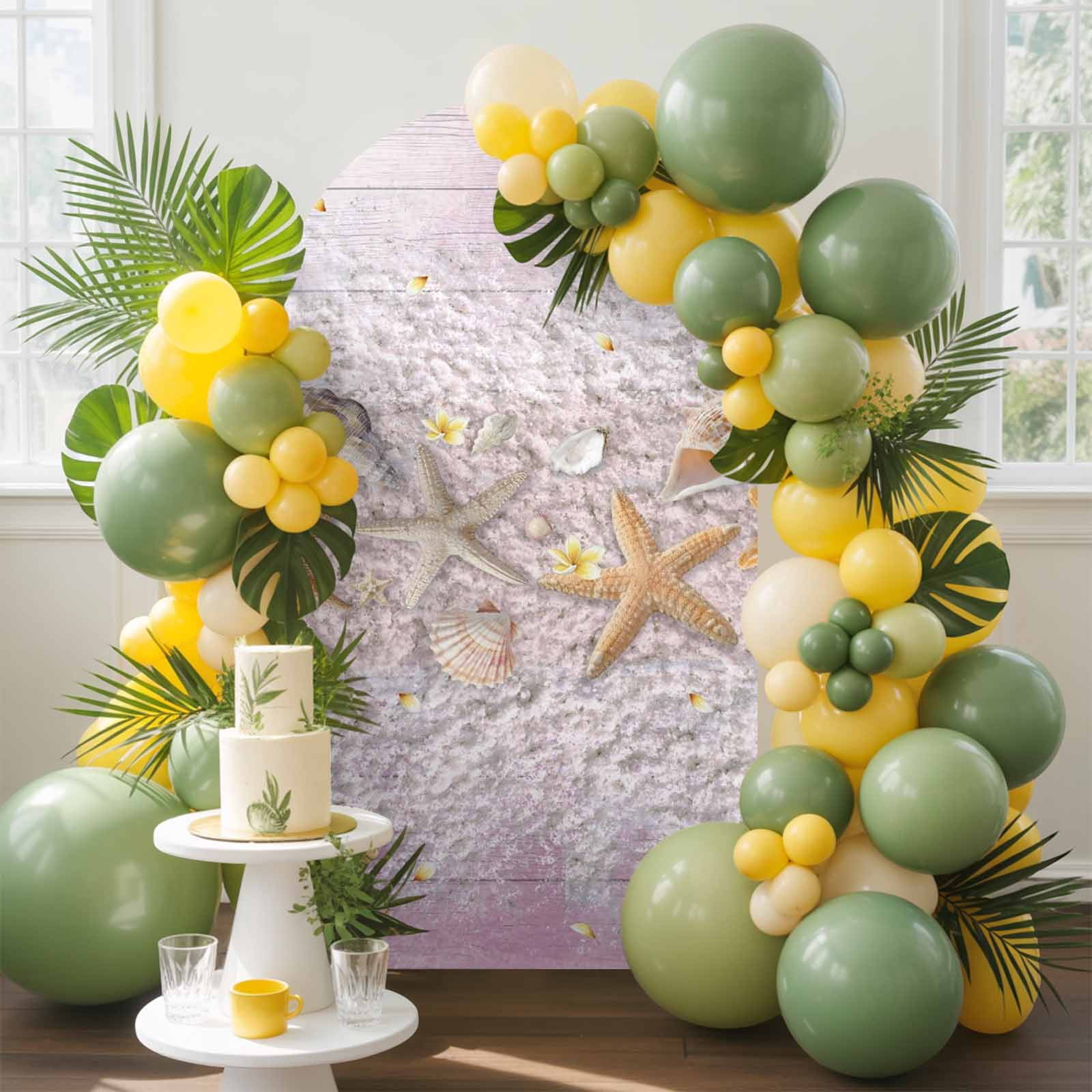 Summer Marine Life Arch Backdrop Cover, 6FT, Ocean Starfish Conch Shell ...
