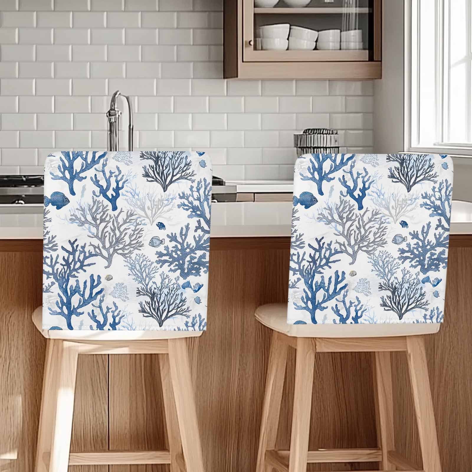 Summer Marine Life Chair Covers Set of 1 Water Blue Coral Shell ...