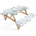 Summer Marine Life Picnic Table Cover with Bench Covers Watercolor ...
