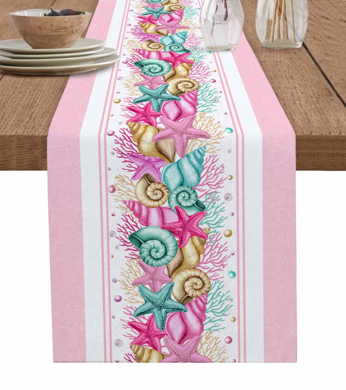 Summer Marine Life Star Table Runner Wedding Coffee Table Cover r ...