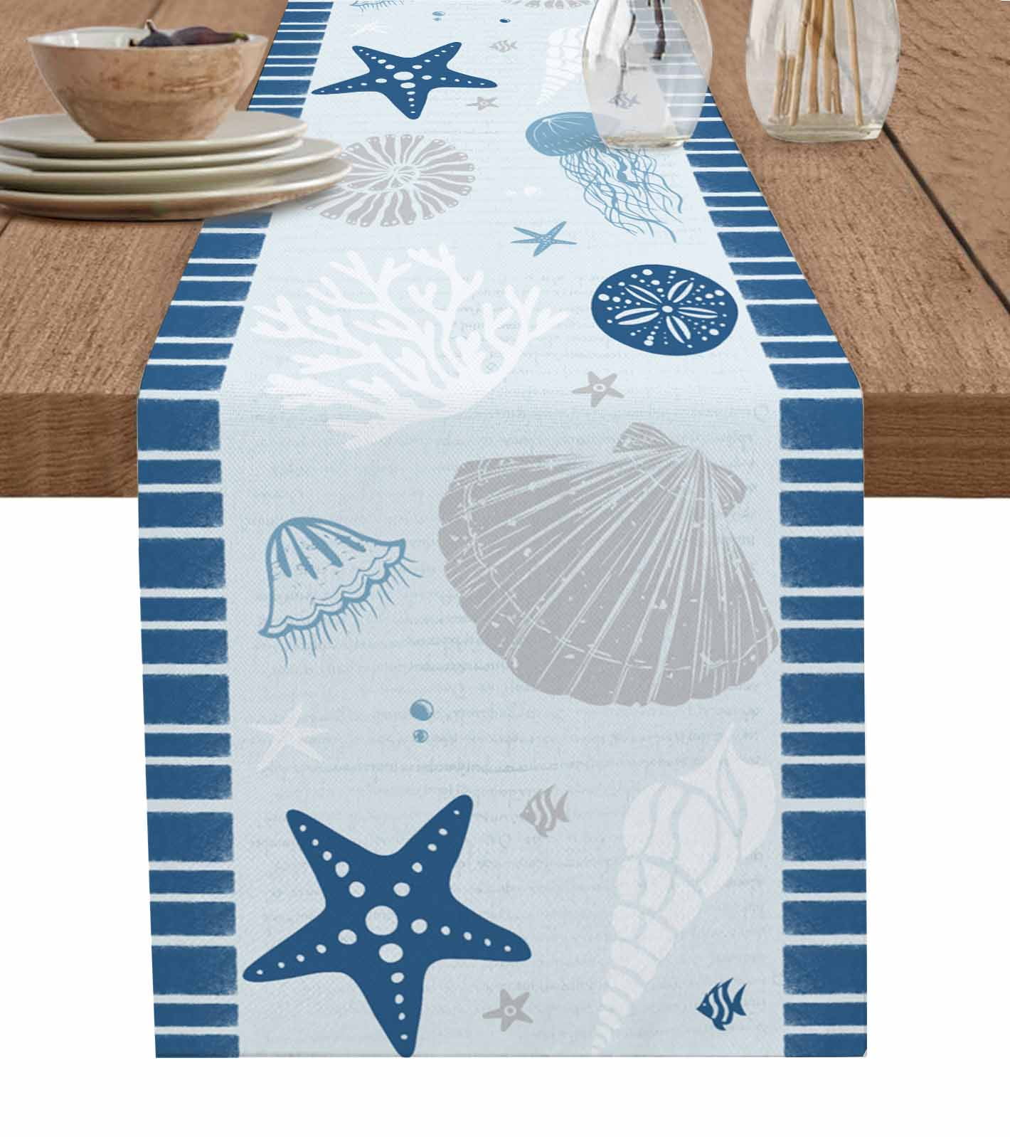 Summer Marine Life Star Table Runner Wedding Coffee Table Cover r ...