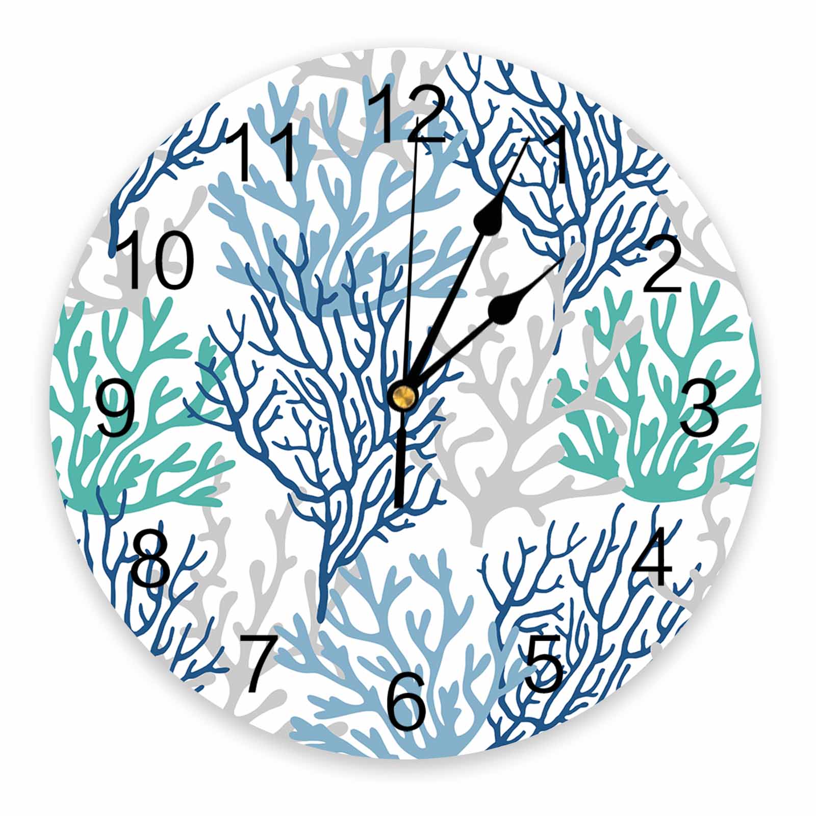 Summer Marine Organisms Coral Blue Duck Green Gray Wall Clock Modern ...
