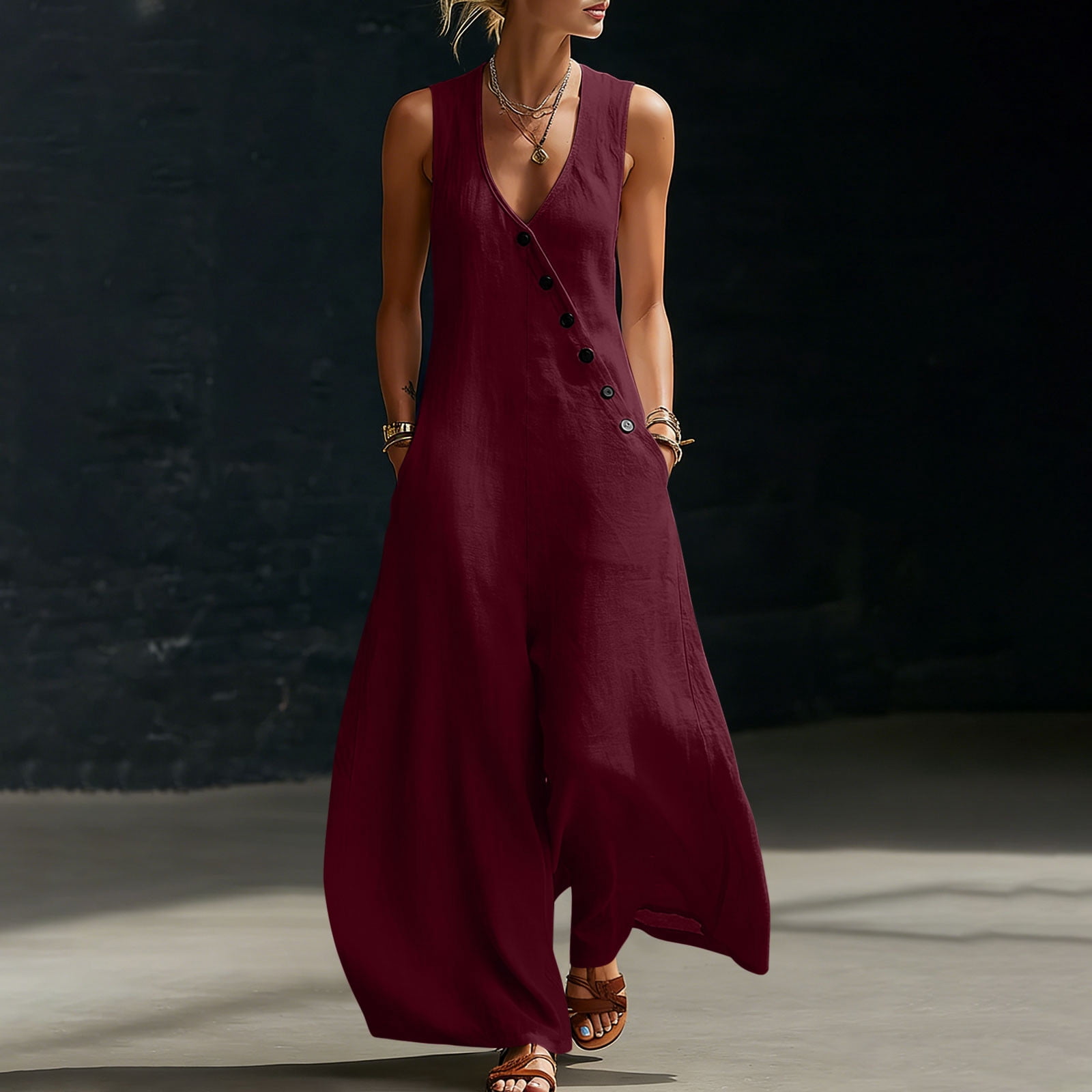 Summer Maxi Dresses for Women 2026 Linen V Neck Sleeveless Beach ...