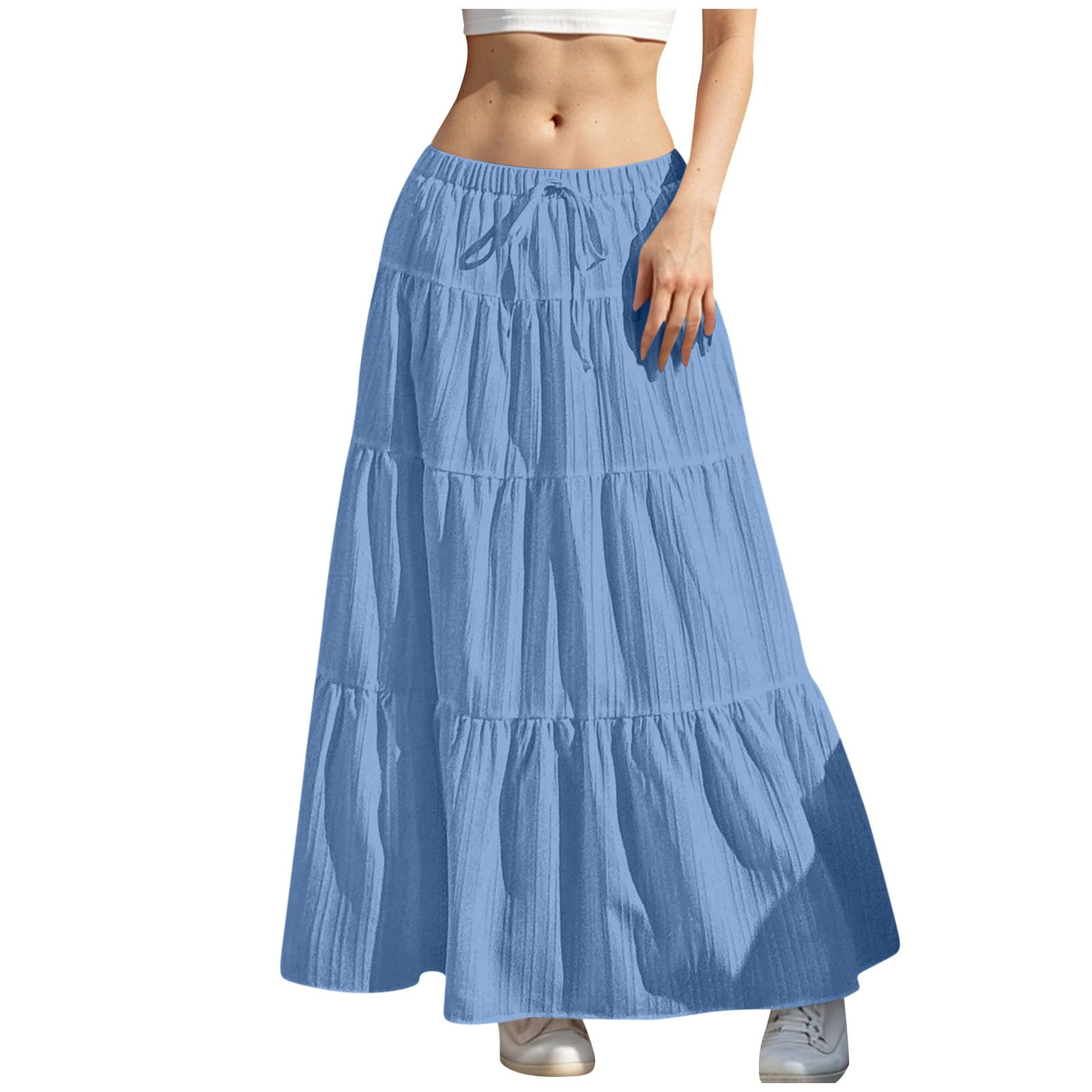 Summer Maxi Skirts for Women Elegant A Line Flowy Ruffle Tiered Long ...