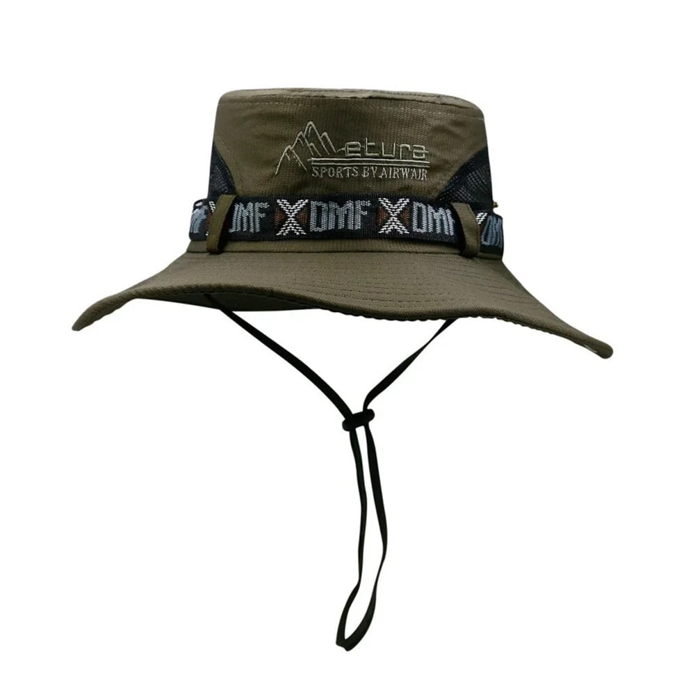 Summer Men Bucket Hat Outdoor UV Protection Wide Brim Panama Safari ...