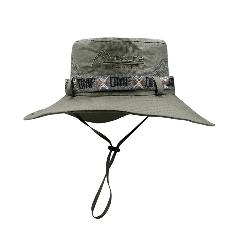 Summer Men Bucket Hat Outdoor UV Protection Wide Brim Panama Safari ...