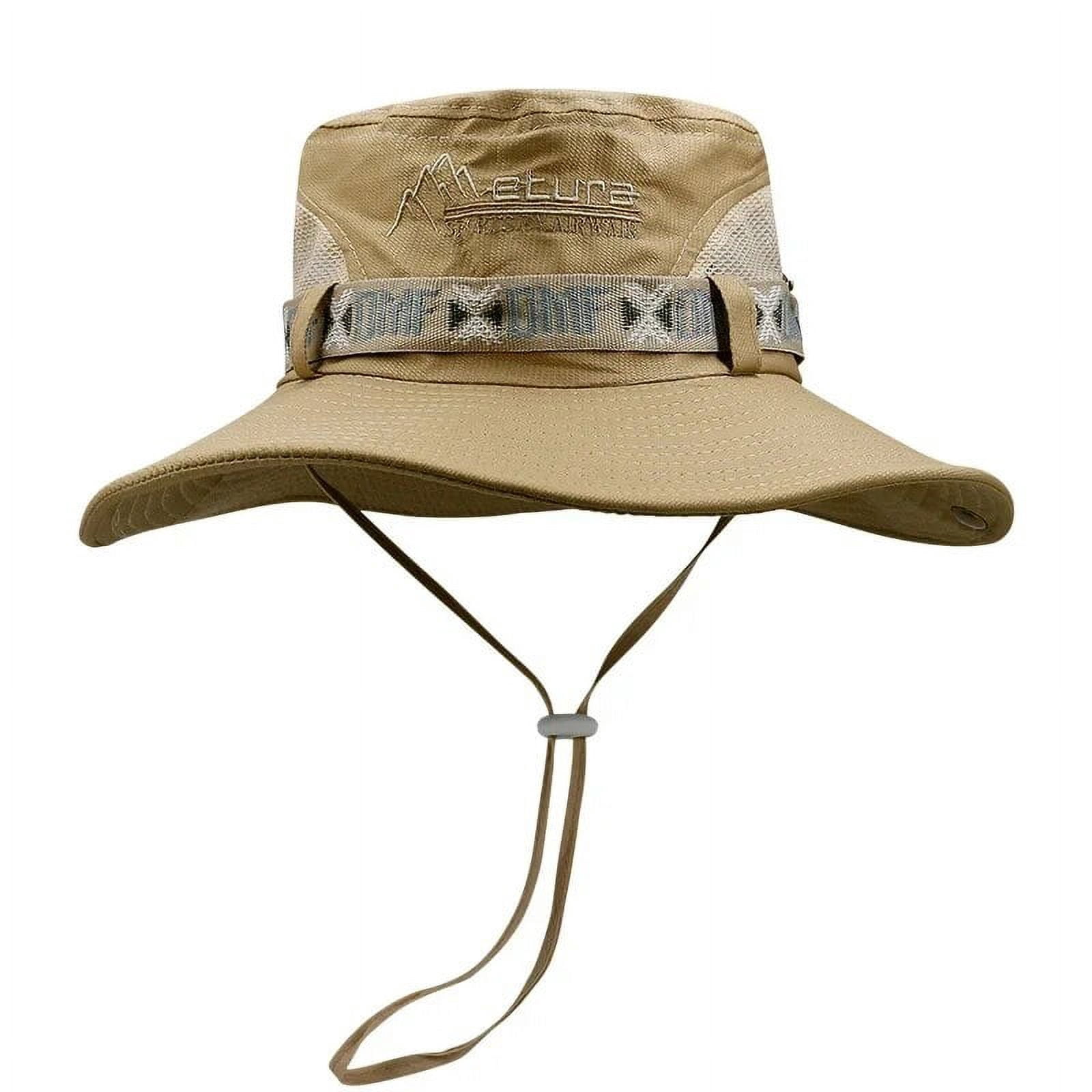 Summer Men Bucket Hat Outdoor UV Protection Wide Brim Panama Safari ...