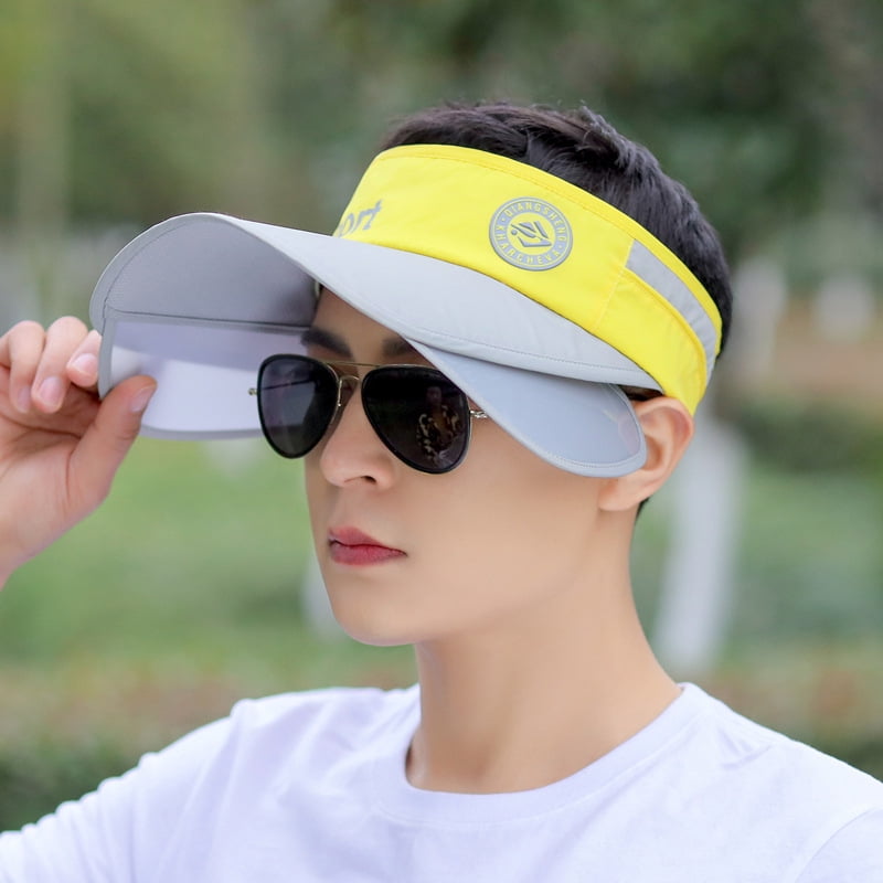 Summer Men Retractable Visors Korean Alphabet Empty Top Hat Sunscreen ...