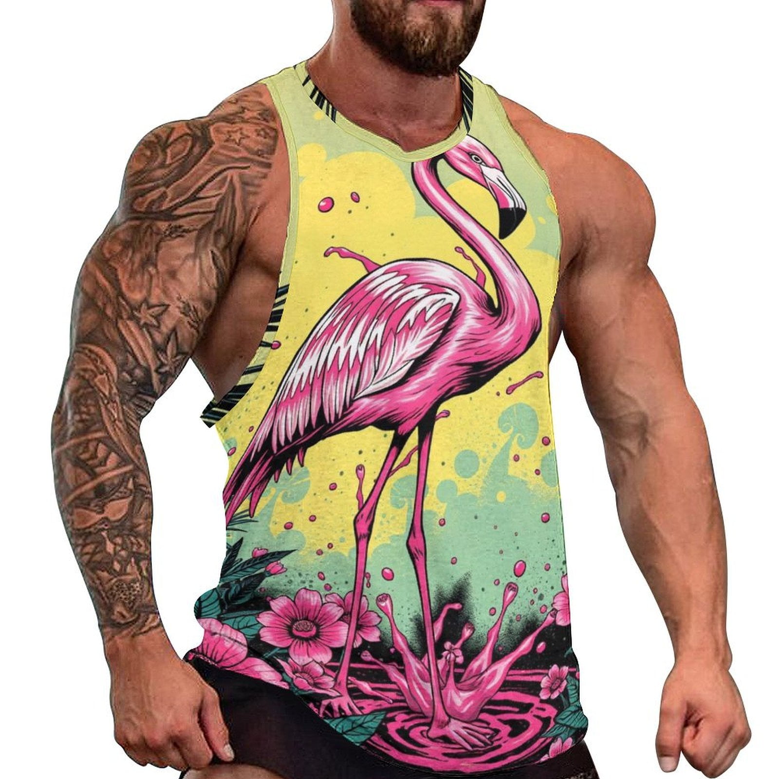 Summer Men Tank Top Flamingo Workout Bodybuilding Sleeveless Tee Shirt ...