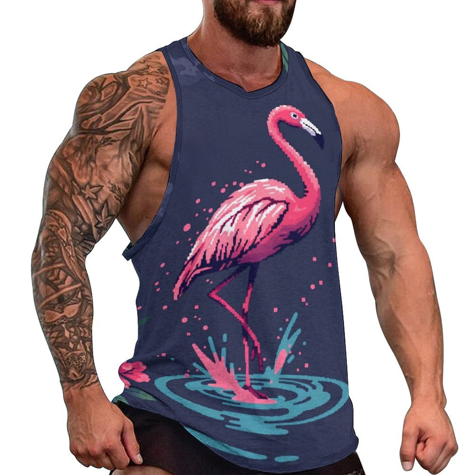Summer Men Tank Top Flamingo Workout Bodybuilding Sleeveless Tee Shirt ...