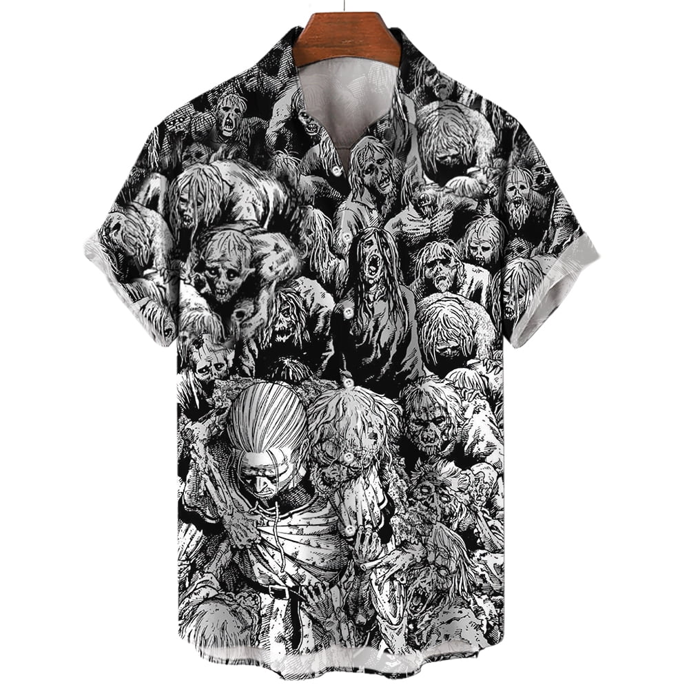 Summer Men's 3D Printed Horror Pattern Shirt Hawaiian Fashion Designer ...