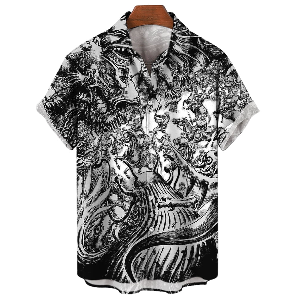 Summer Men's 3D Printed Horror Pattern Shirt Hawaiian Fashion Designer ...