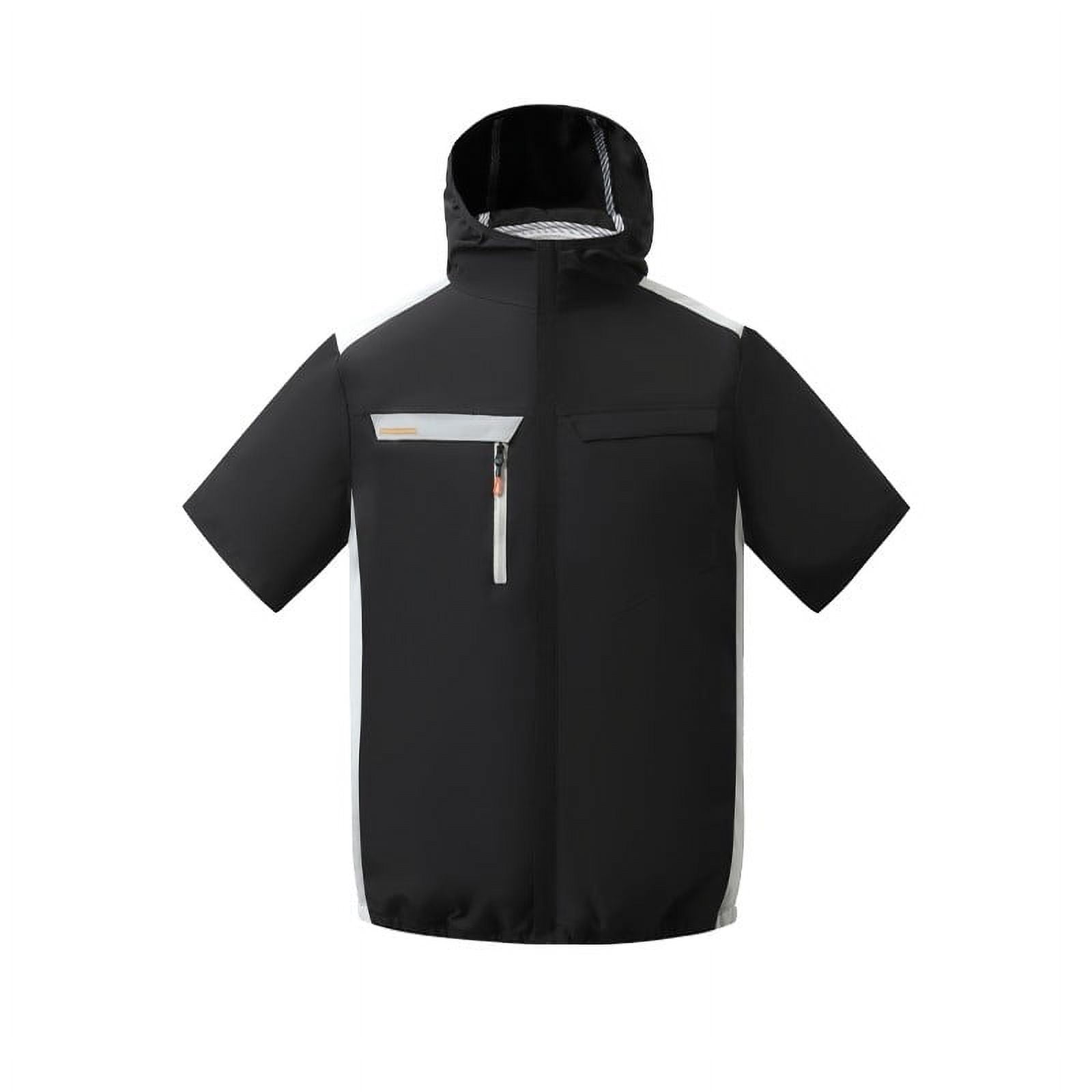Summer Men's Cooling Fan Vest Short Sleeve Hooded Top Air Conditioning ...
