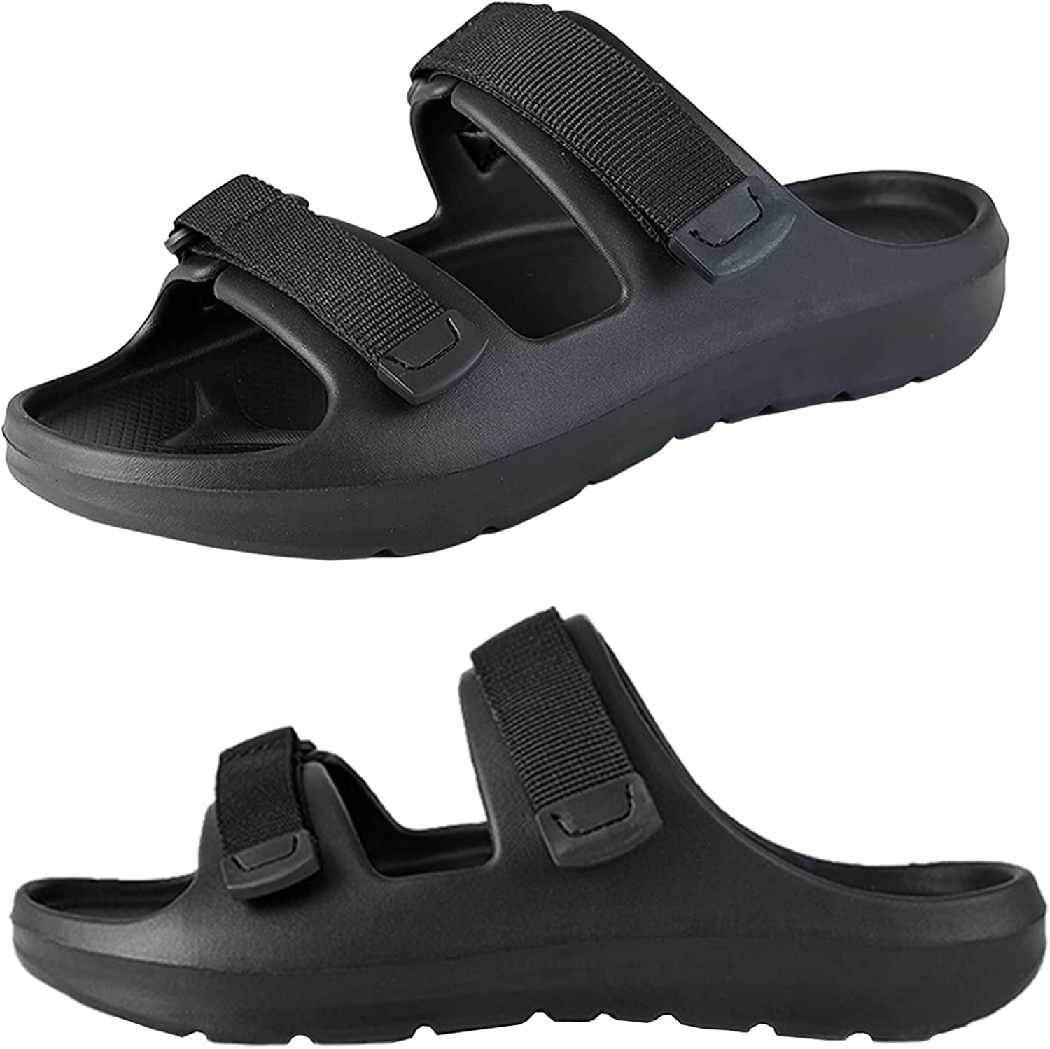 Summer Men's Flat Sandals, Double Straps Adjustable Mens Sandals,Open Toe EVA Sandals for Men ...