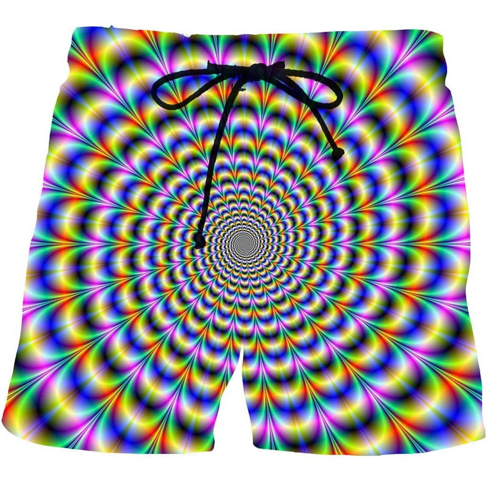 Summer Mens Shorts 3D Optical n Print Beach Short Pants Casual Male Gym ...