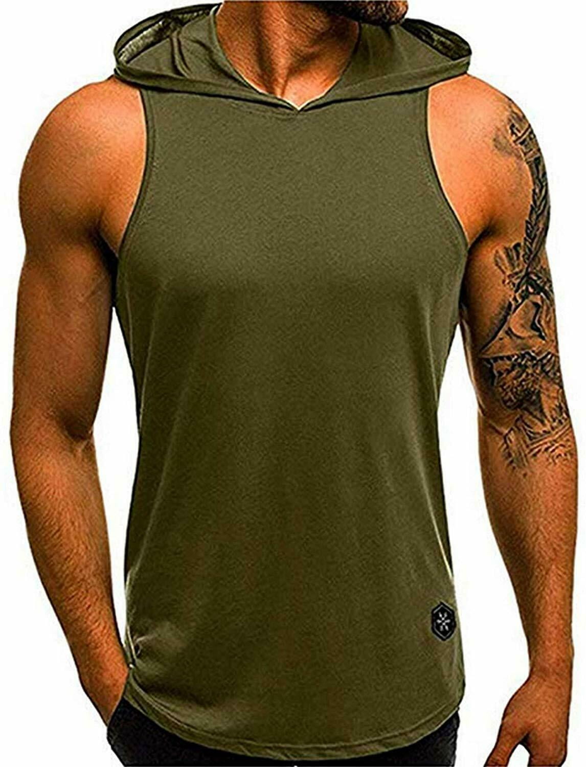 Summer Mens Sleeveless Hoodie Muscle GYM Sweatshirt Hoody Tops Sport ...