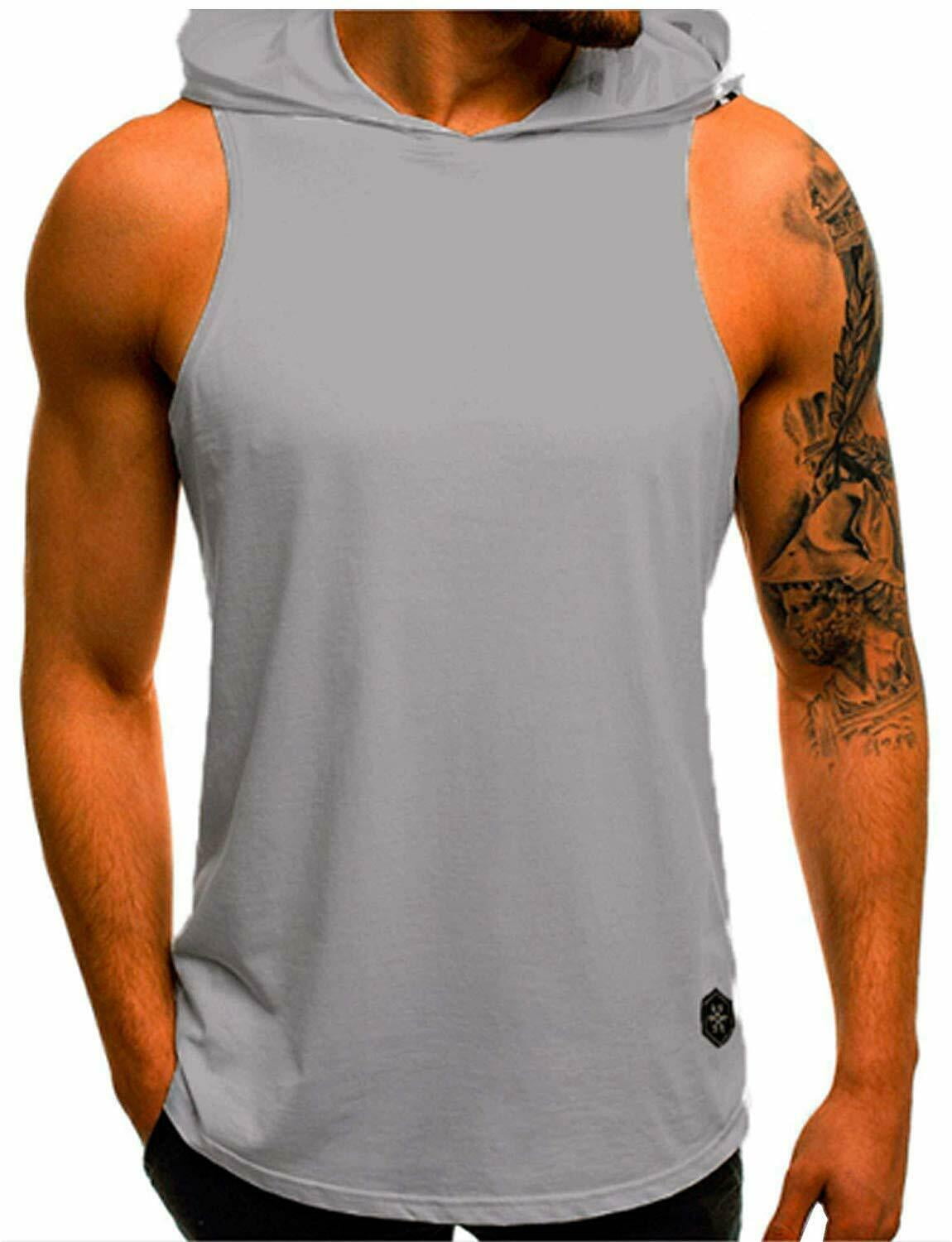 Summer Mens Sleeveless Hoodie Muscle GYM Sweatshirt Hoody Tops Sport ...