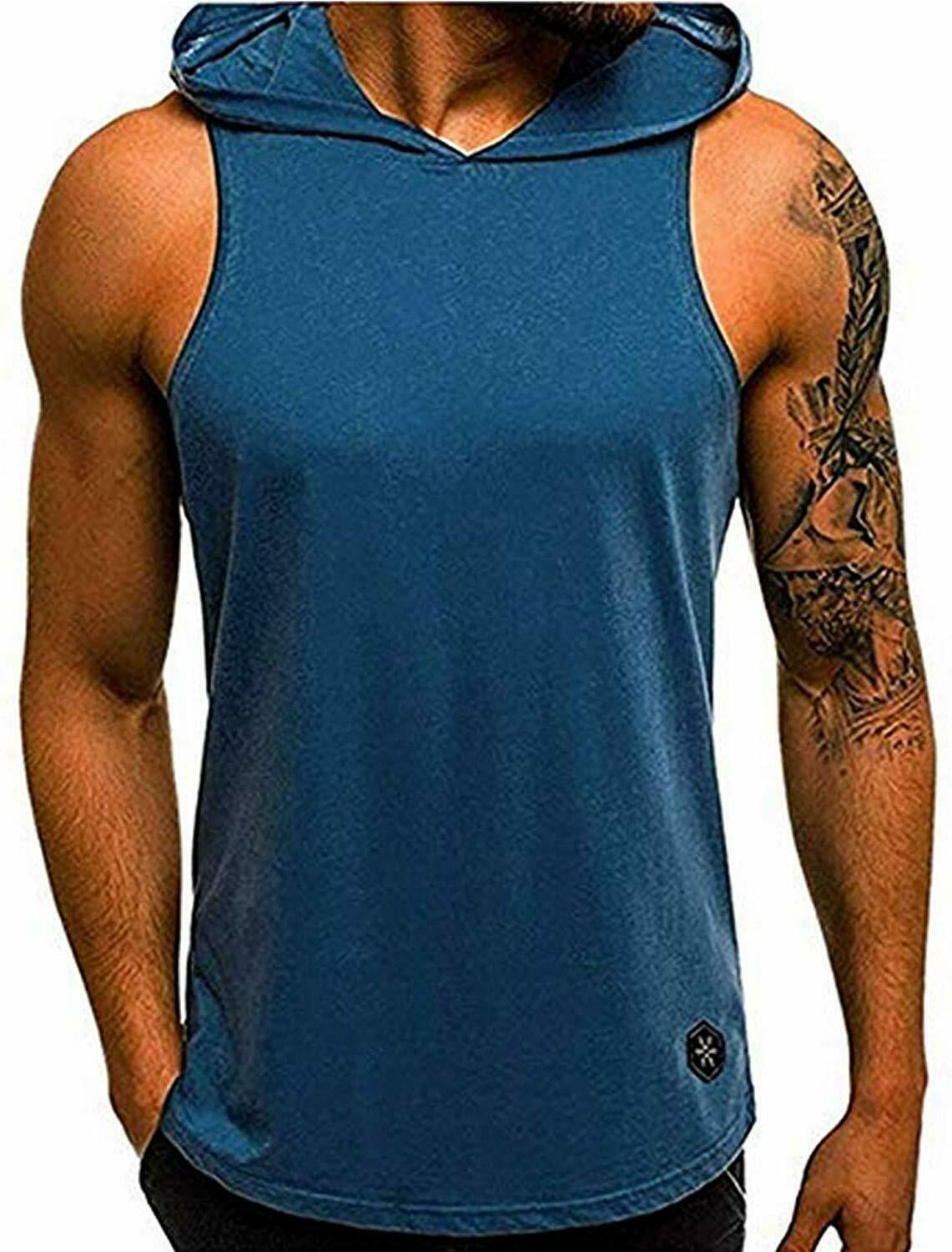 Summer Mens Sleeveless Hoodie Muscle GYM Sweatshirt Hoody Tops Sport ...
