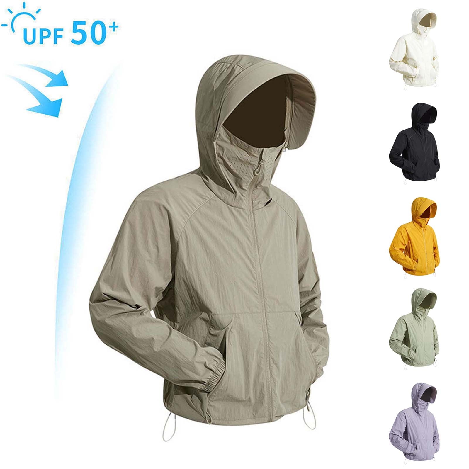 Summer Mens Sun Protection Jacket Hooded Long Sleeve Plus Size Sun ...
