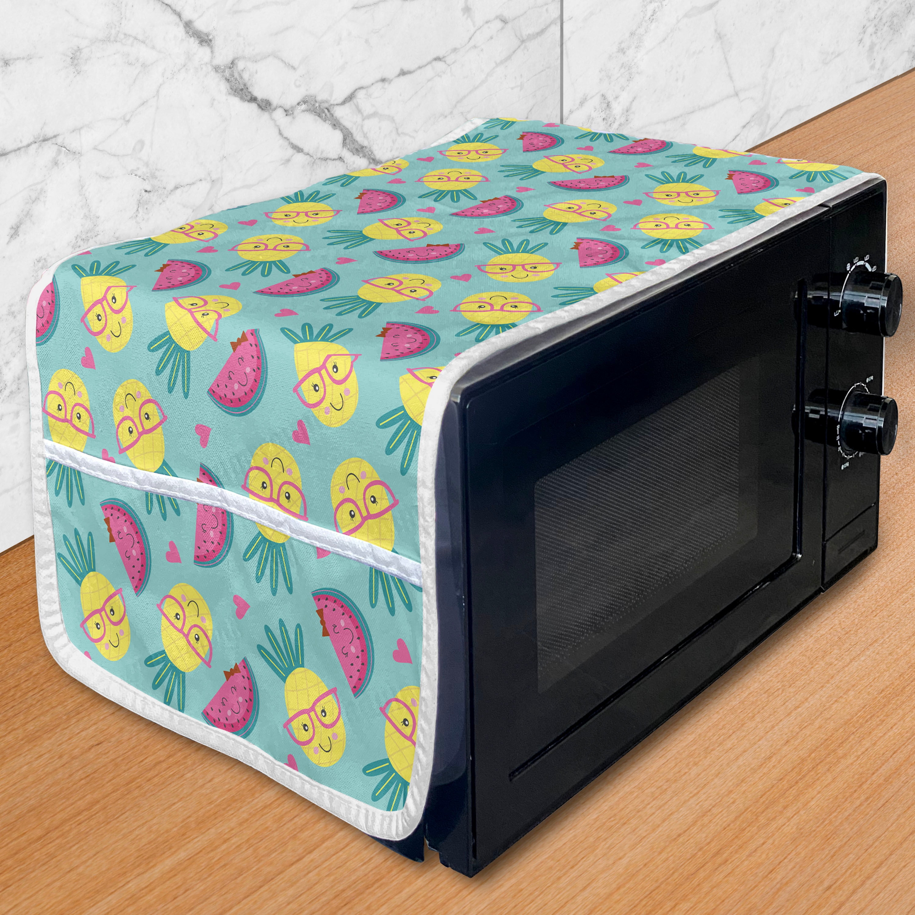Summer Microwave Oven Cover, Nerd Pineapple Faces Along Smart Girly ...