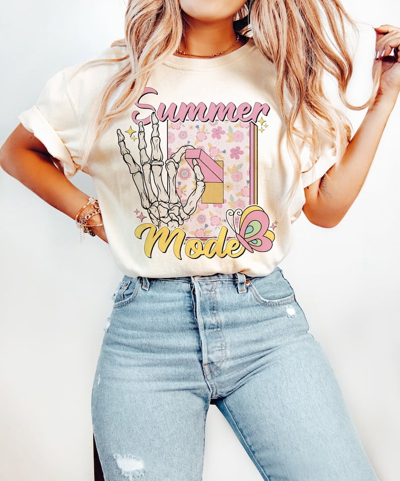 Summer Mode Shirt, Groovy Beach Life Tee with Sunshine Vibe, Retro ...