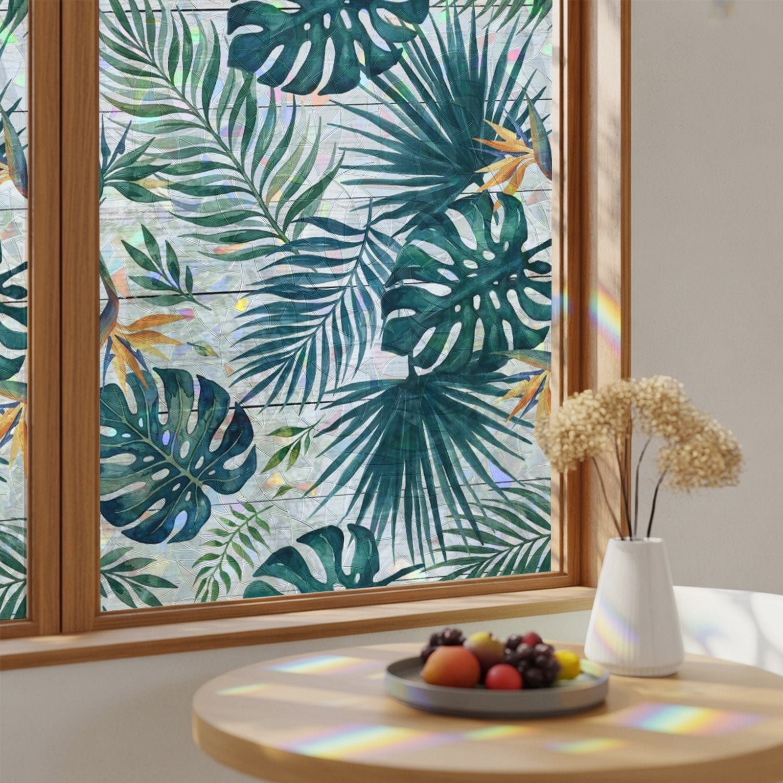 Summer Monstera Palm Leaf Window Privacy Film,Heat Control Sun Blocking ...