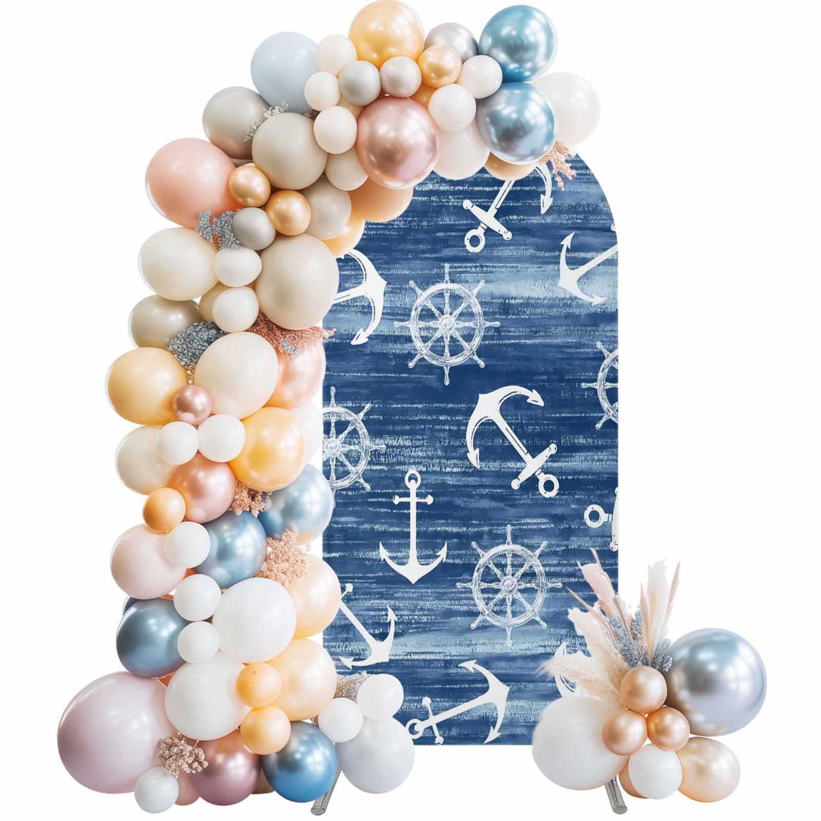 Summer Navy Blue Ocean Arch Backdrop Cover 6 FT Vintage Nautical Sea ...