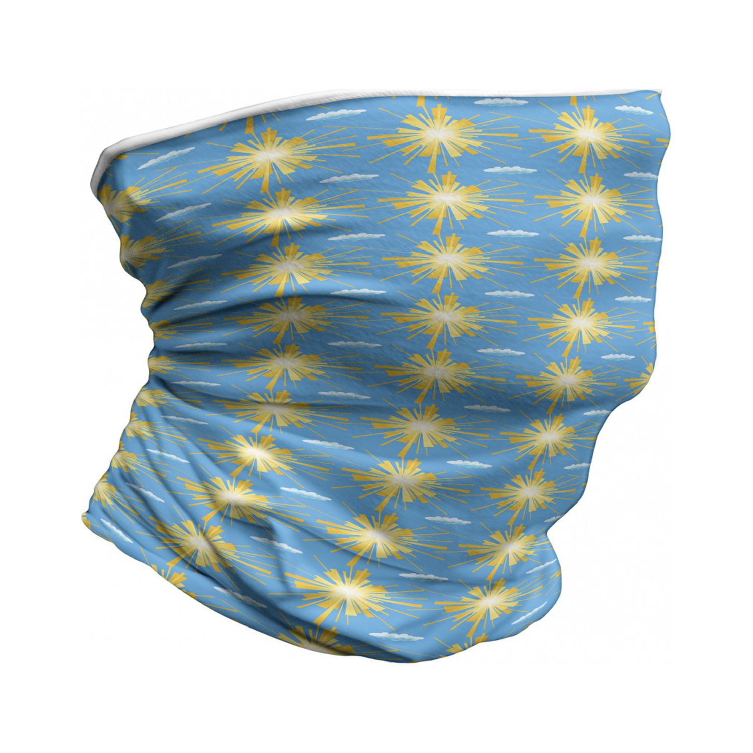 Summer Neck Gaiter, Sunny Day and Clouds Pattern, Unisex, Sky Blue ...
