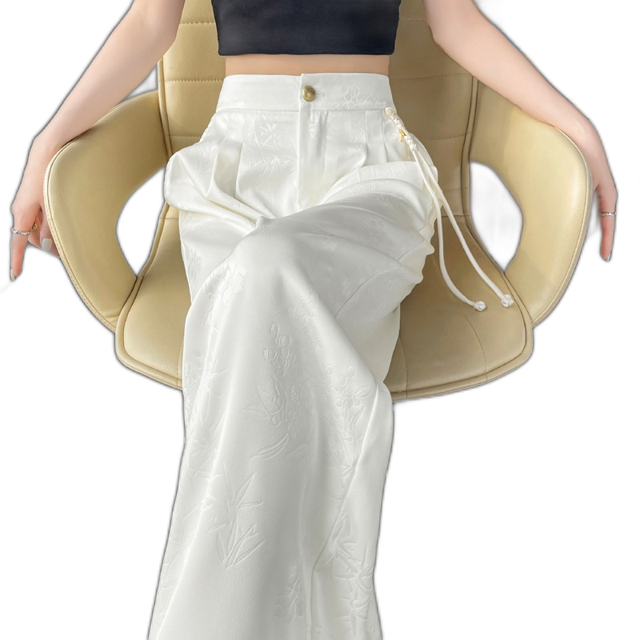 Summer New Chinese Satin Siper Siped Pants Thin Guo Style Suit Trousers