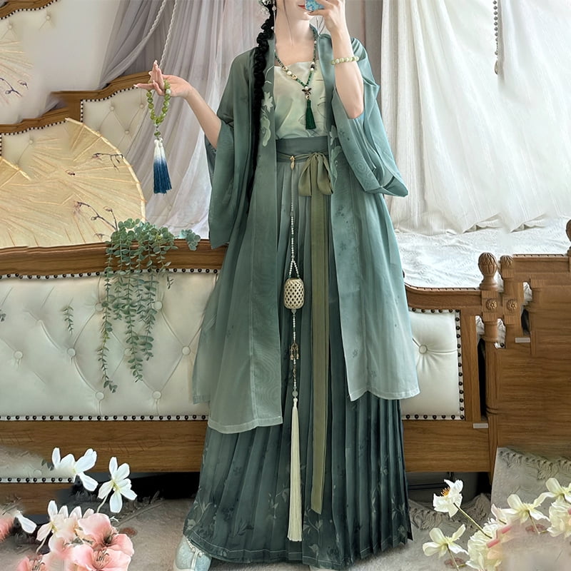 Summer New Hanfu Long Coat&strap&skirt Green New Style Hanfu Dress ...