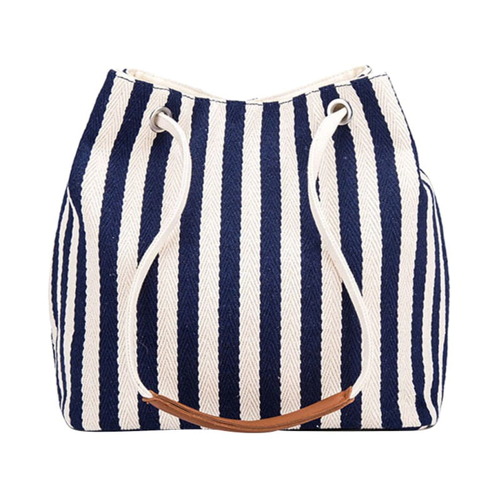 Summer New Simple Canvas Bag Small Fresh Striped Shoulder Bag Messenger ...